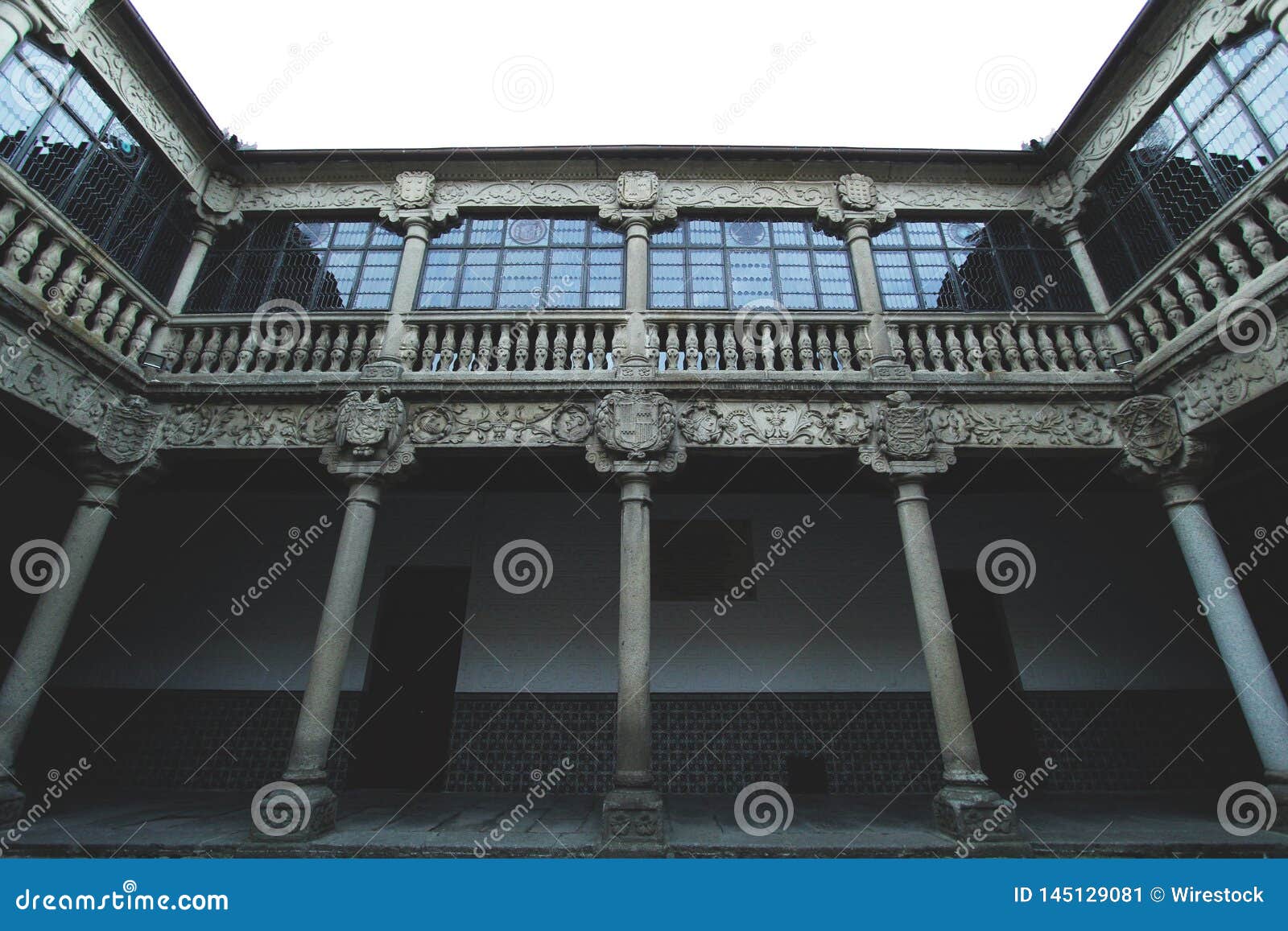 An Old Architecture with Renewed Windows Stock Image - Image of arch ...