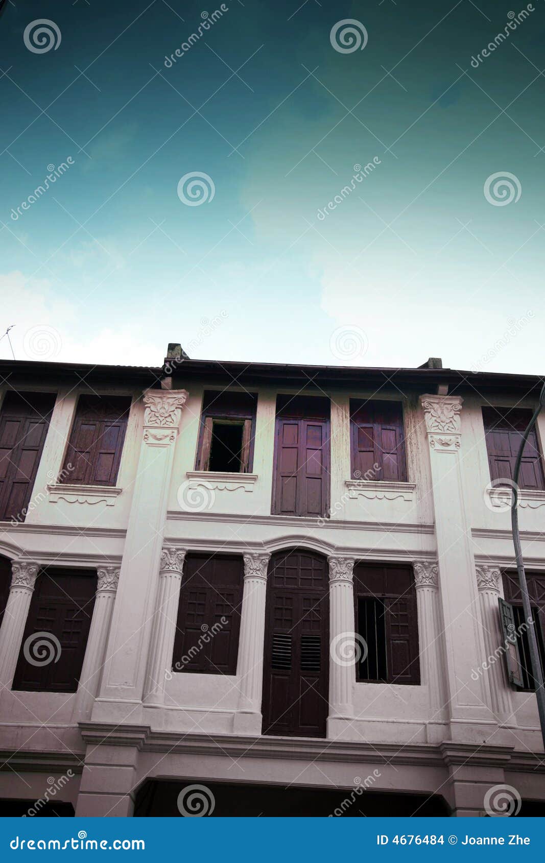 Old Architecture - Rustic Shophouses Stock Photo - Image of columns ...