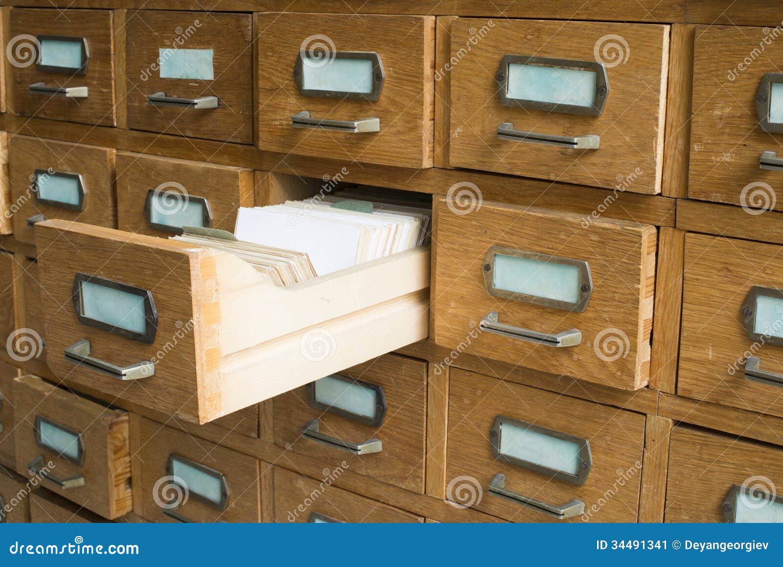 Old archive with drawers stock image. Image of handle - 34491341