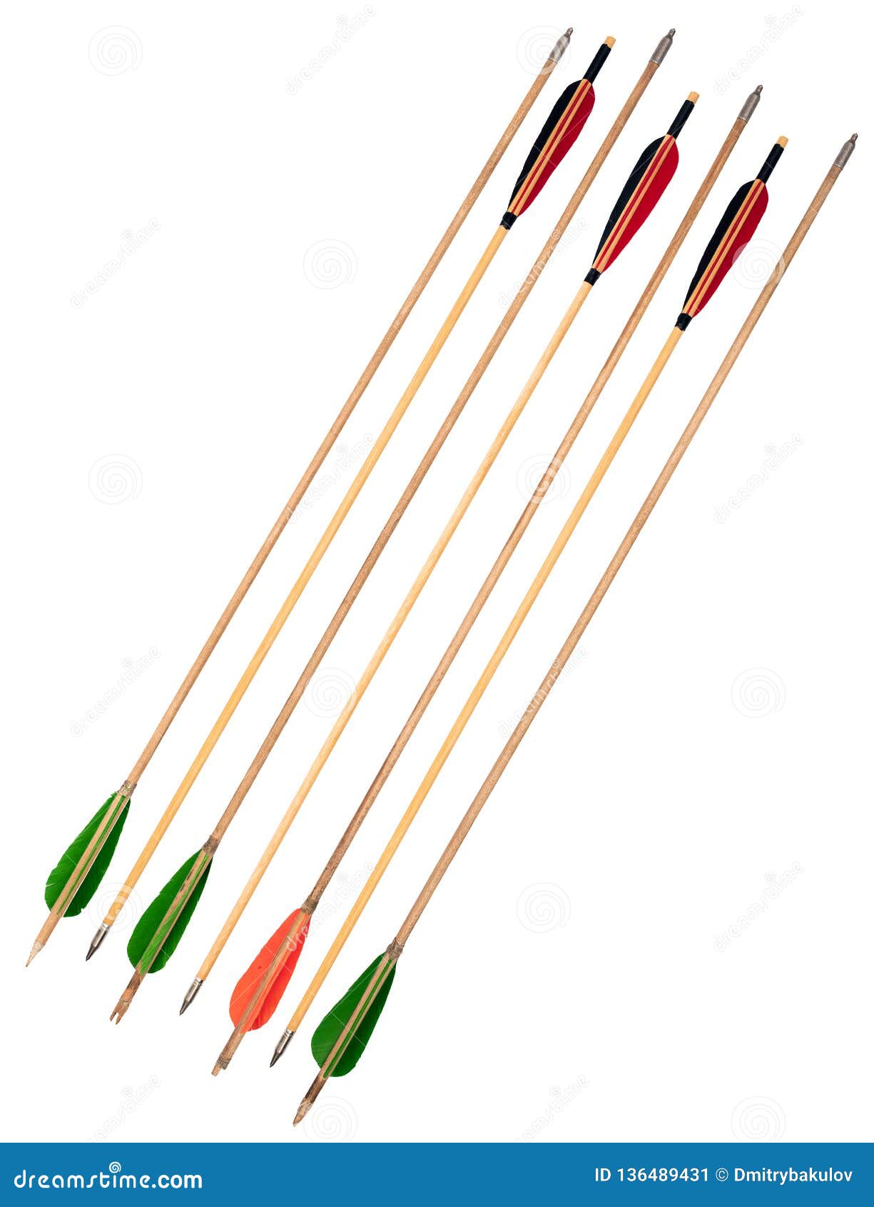 Old Arrows with Colored Plumage. Ancient Warrior Weapons Stock Image ...