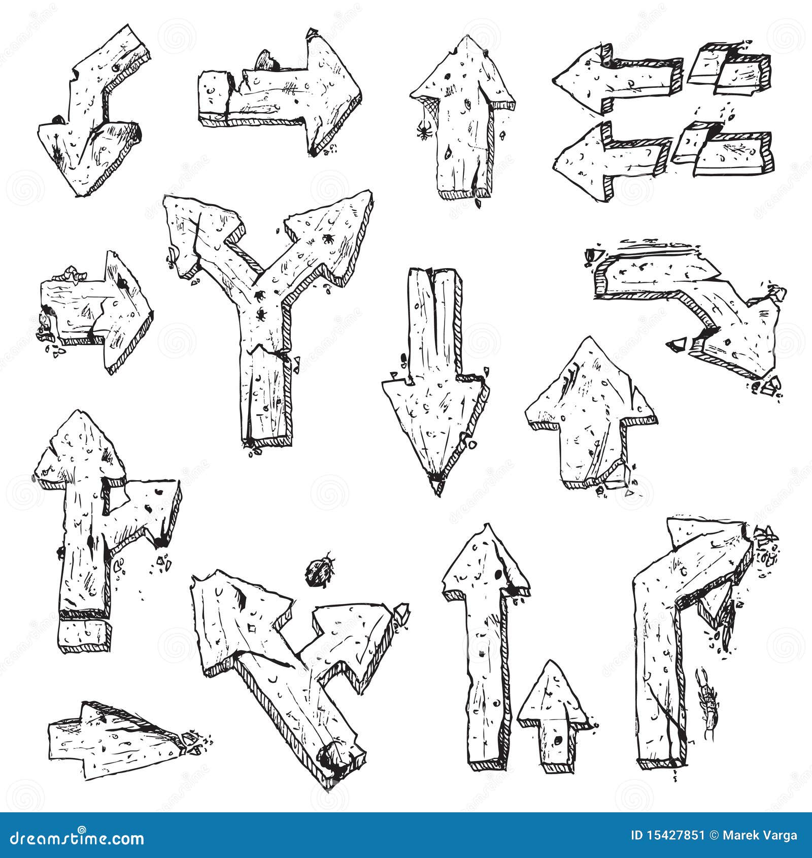 Old Arrows Hand Draw Element Stock Vector - Illustration of sketchy ...