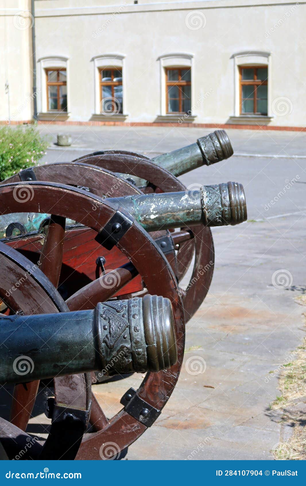 Old artillery cannons stock photo. Image of scenery - 284107904