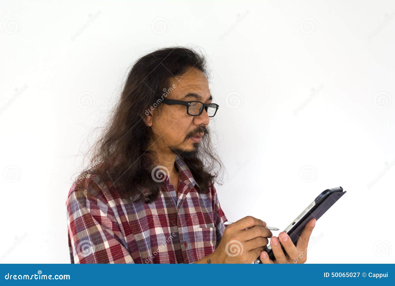 Old Asian Man Using Tablet-pc Stock Image - Image of digital, asian ...