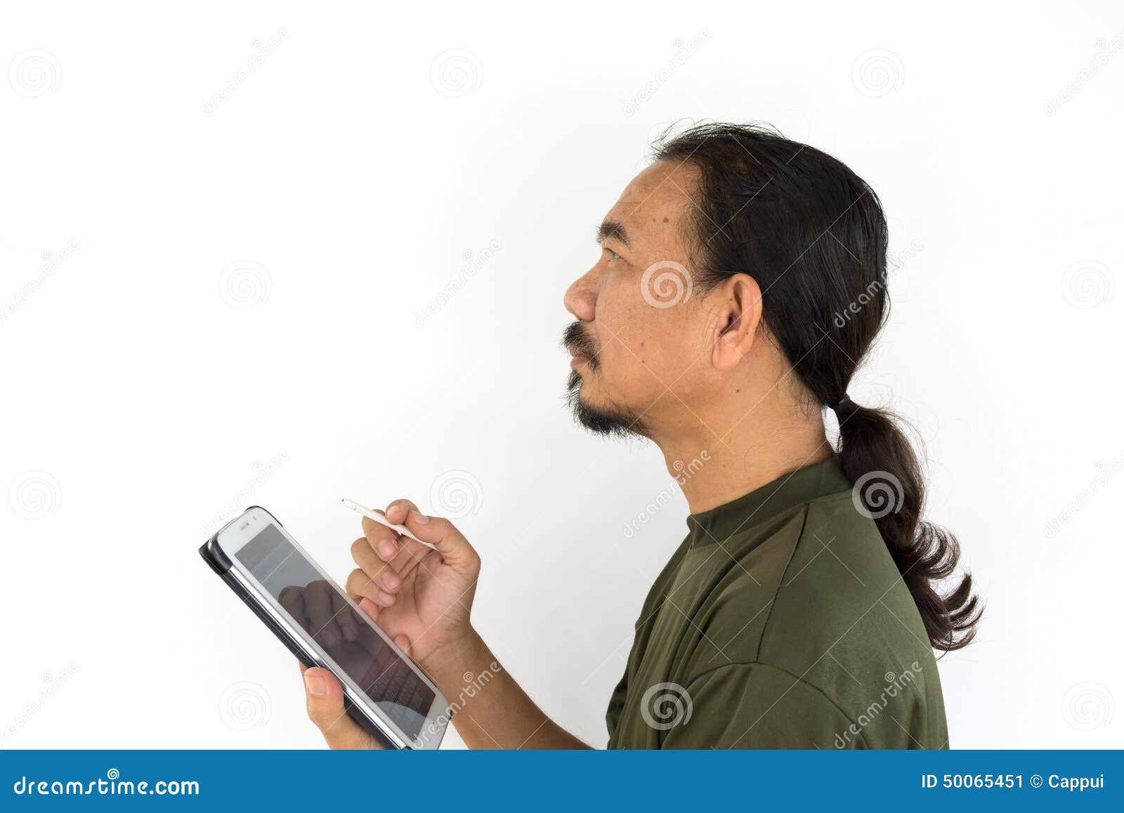 Old Asian Man Using Tablet-pc Stock Image - Image of corporate ...