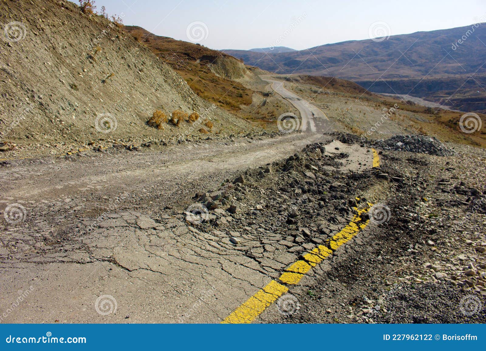 Old Asphalt Road in the Mountains Stock Photo - Image of disaster ...