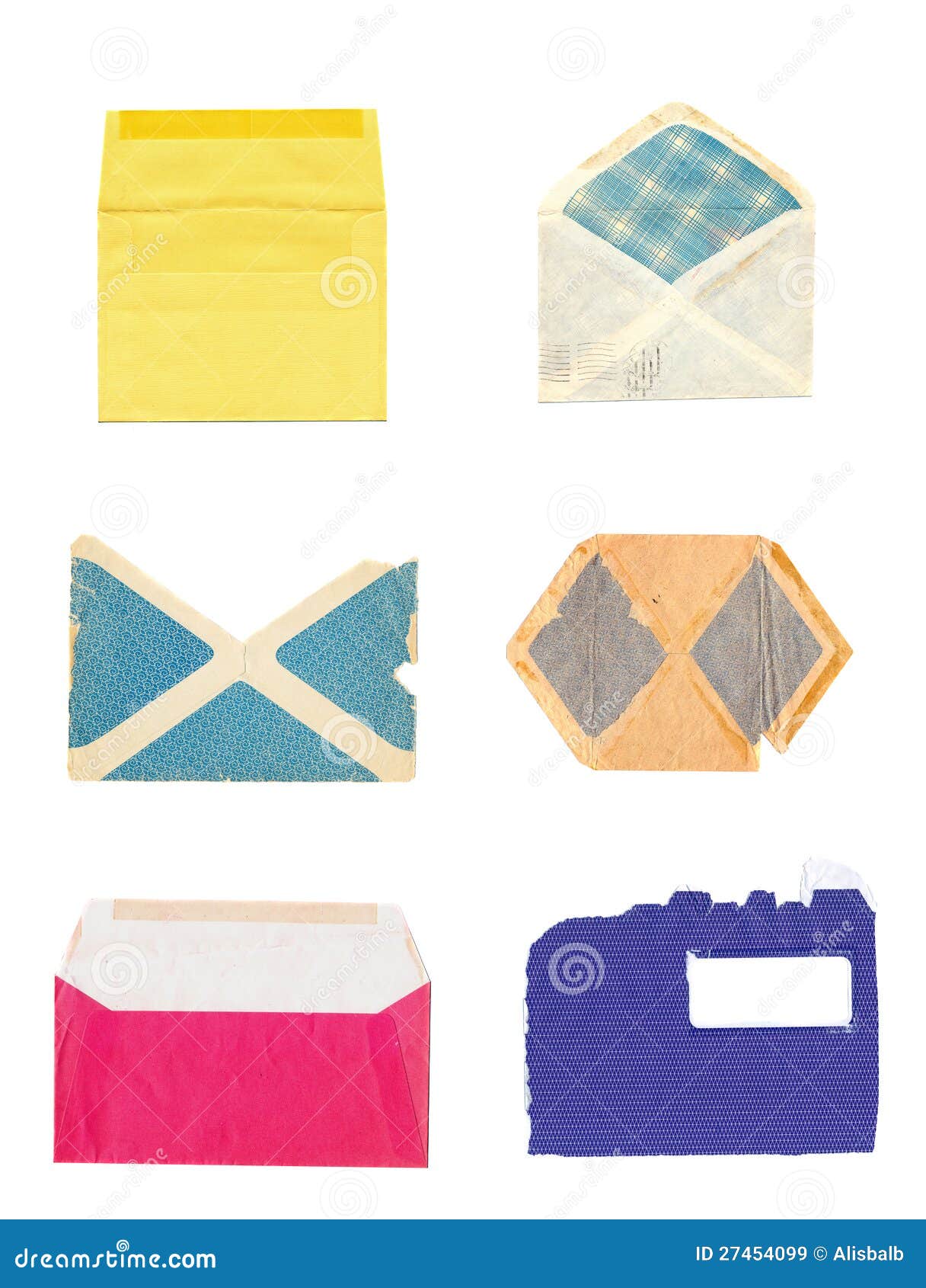 Old Assorted Envelope Collection on White Stock Image - Image of design ...