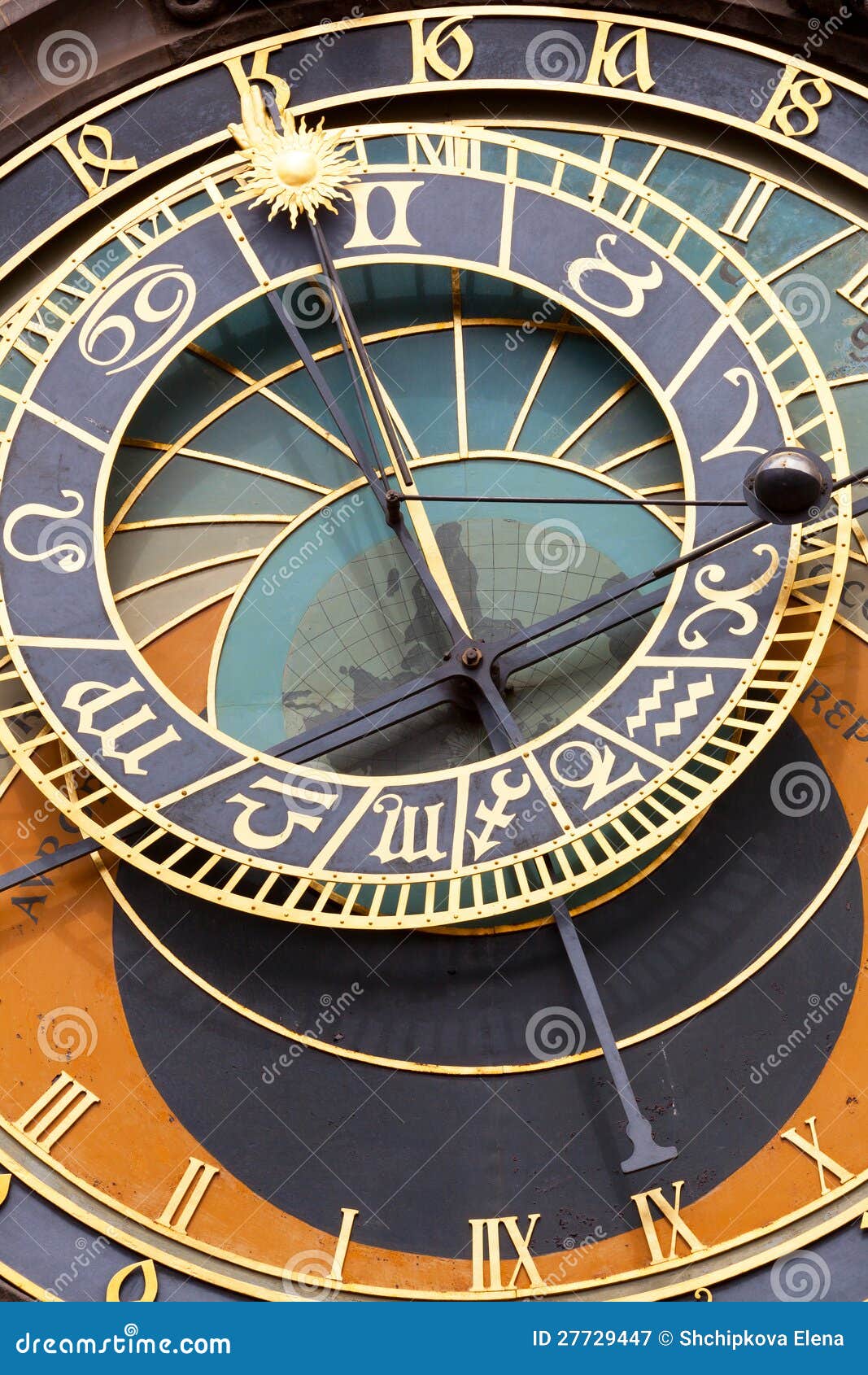 Old astronomical clock stock image. Image of tourism - 27729447