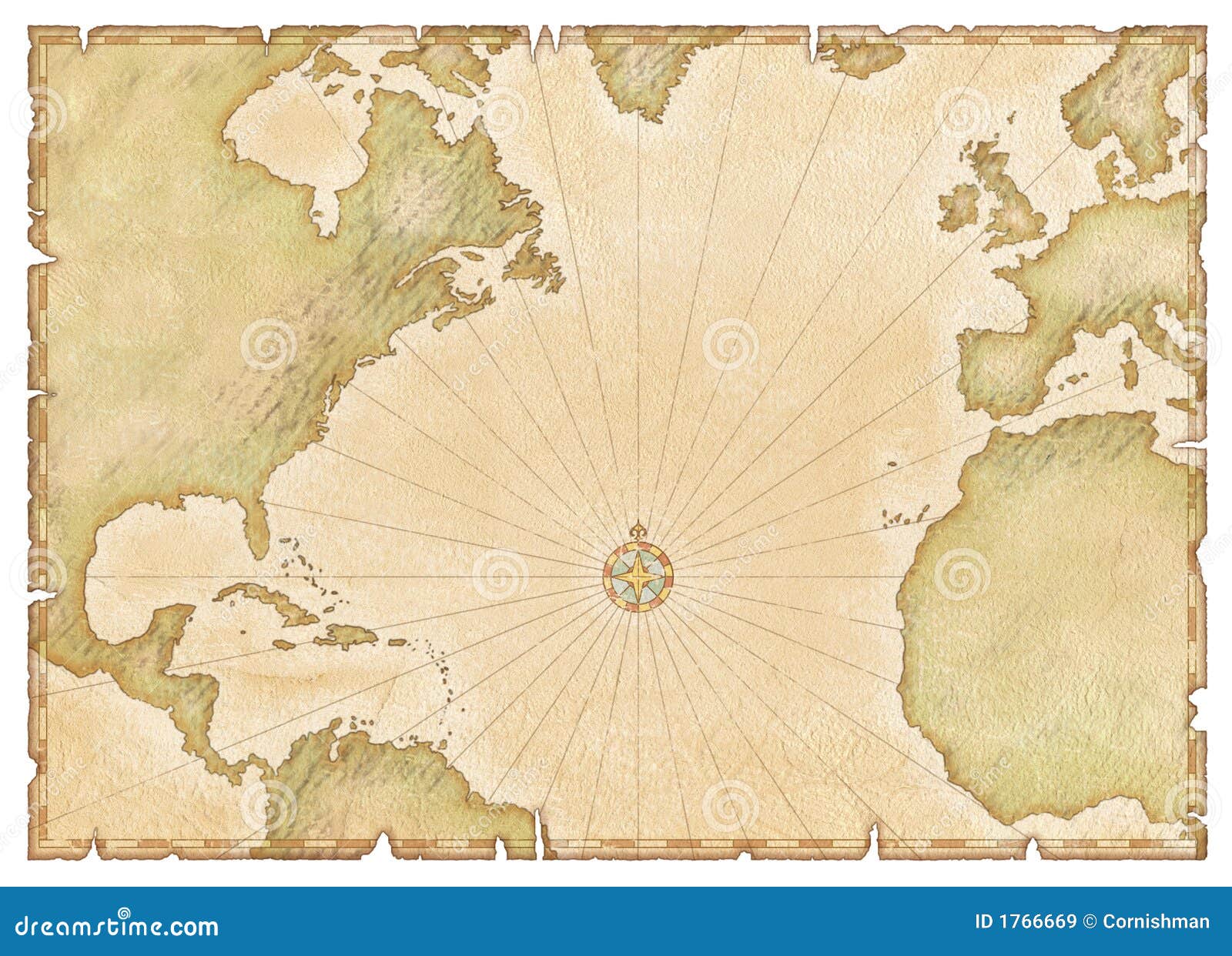 Old Atlantic Map stock illustration. Illustration of latitude - 1766669