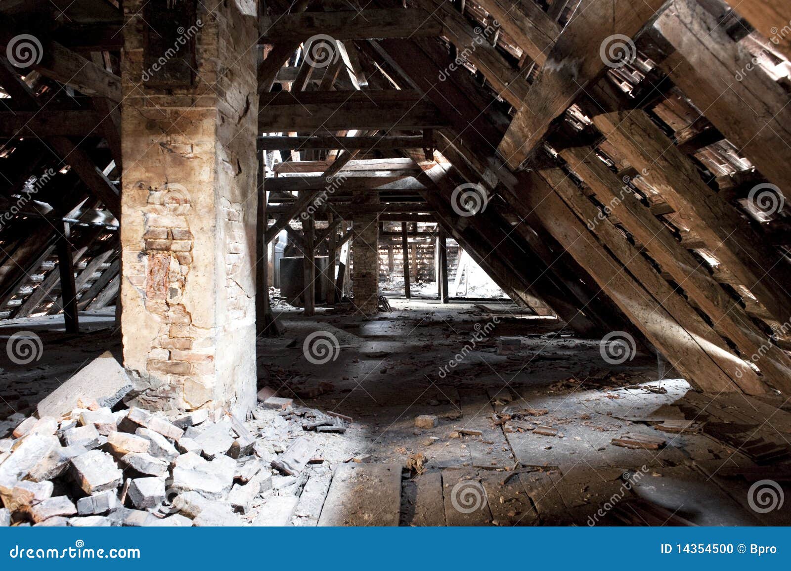 Old attic stock photo. Image of chimney, floor, abandoned - 14354500