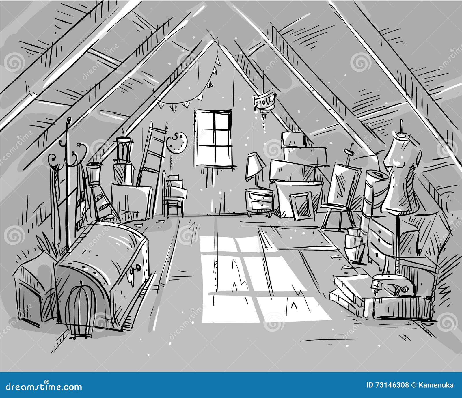 Old Attic, Vector Illustration Stock Vector - Illustration of ...