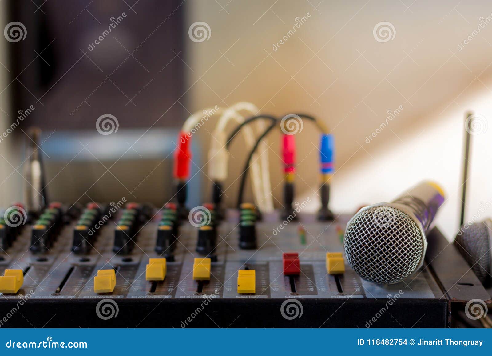 The Old Audio Mixer and Microphone Stock Photo - Image of button, mixer ...