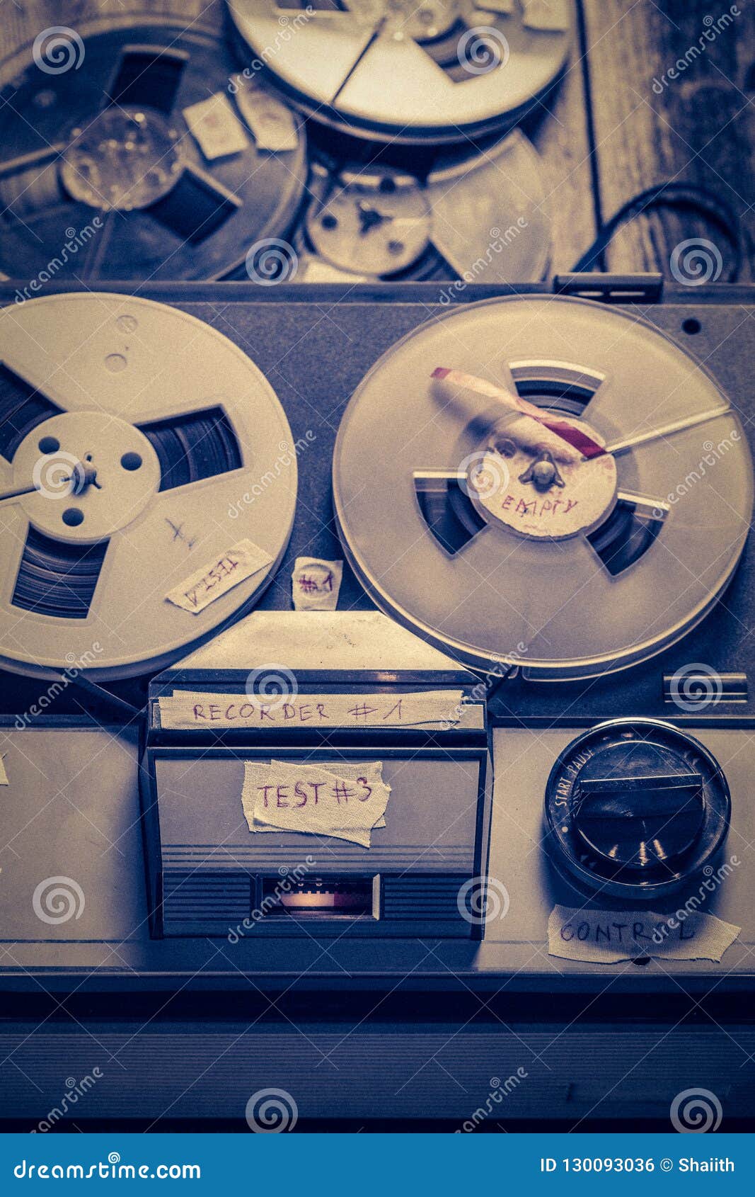 Old Audio Tape Recorder with a Few Rolls of Tape Stock Photo - Image of ...