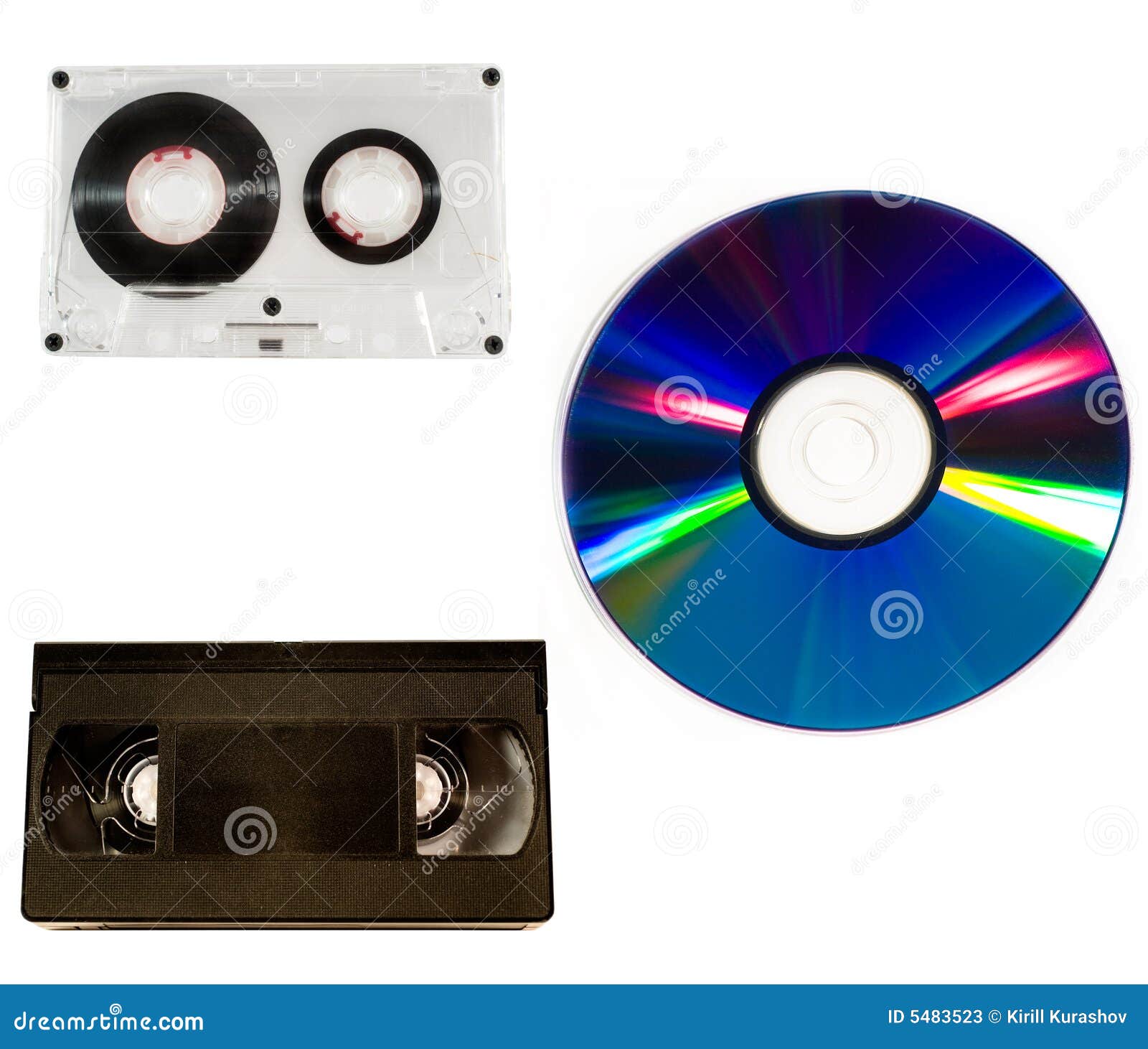 Old Audio And Video Tapes And Compact Disc Stock Image - Image: 5483523