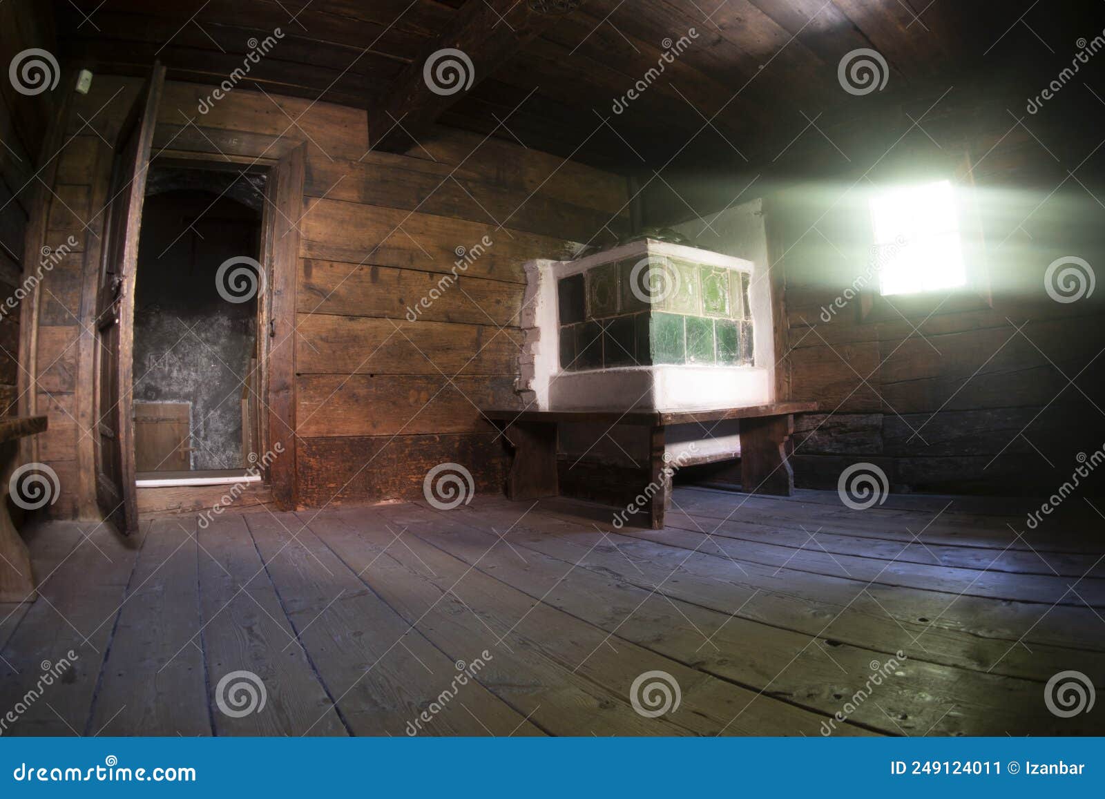 Old Austria Cabin Wood House Interior Stock Image - Image of antique ...