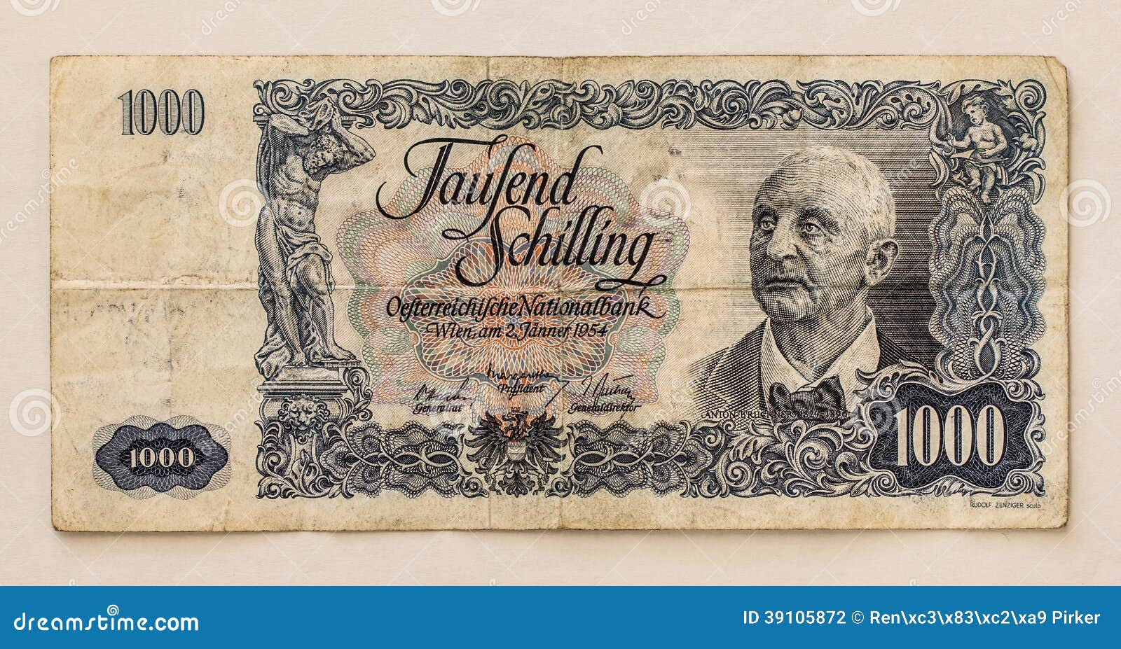 Old Austrian Banknote: 1000 Schilling 1954 Stock Photo - Image of ...