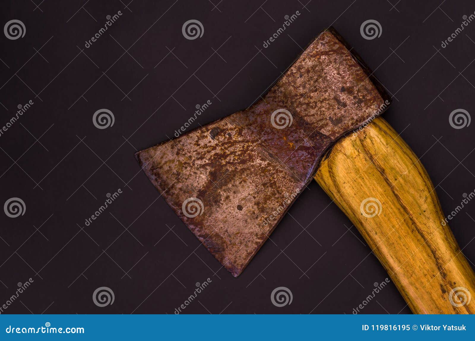 The Old Ax. Vintage Ax. Ax with a Wooden Handle. Top. Stock Image ...