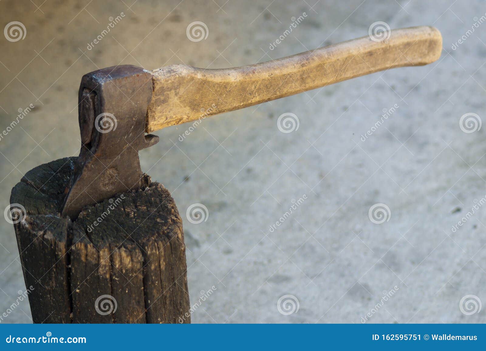 Ax and wooden chock stock image. Image of iron, stump - 162595751