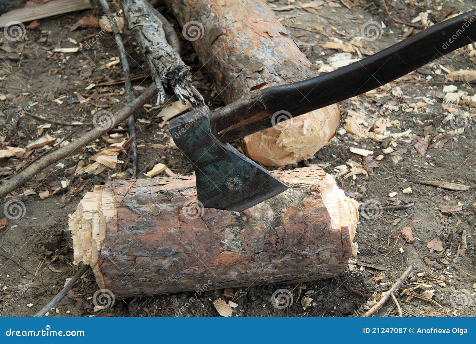 Old axe and log stock image. Image of rusty, black, timber - 21247087