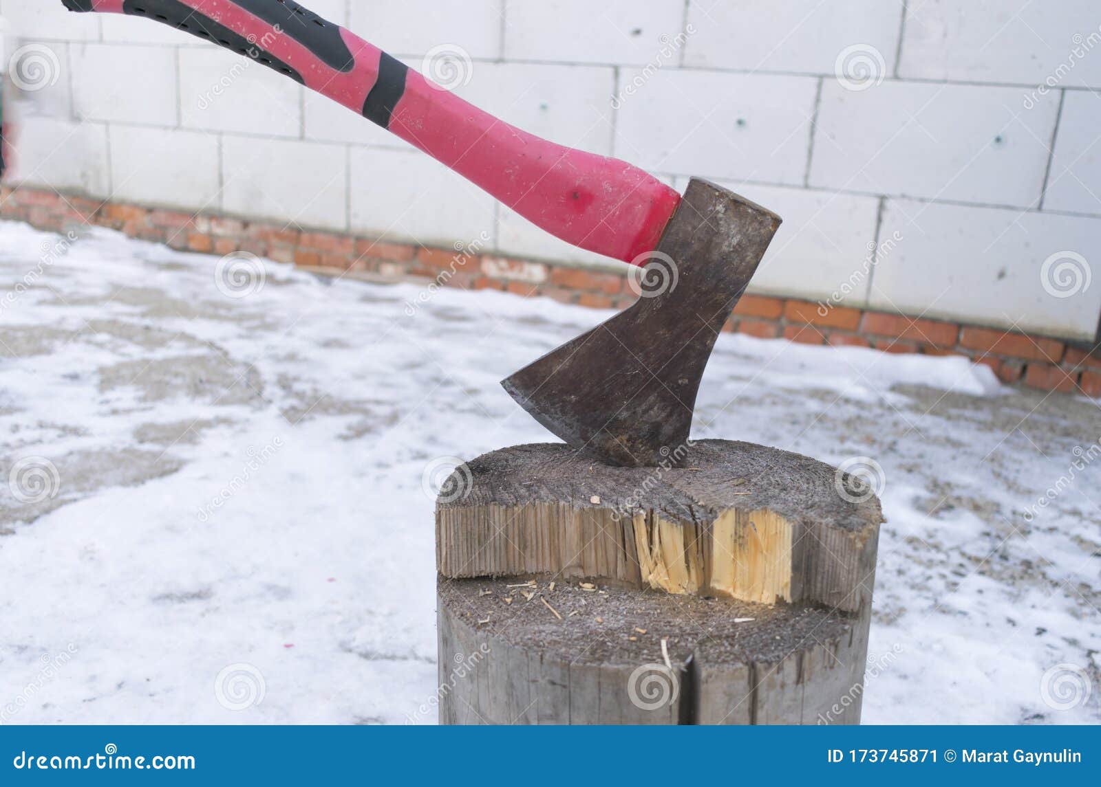 Old Axe with Red Handle, Close-up Stock Image - Image of equipment ...