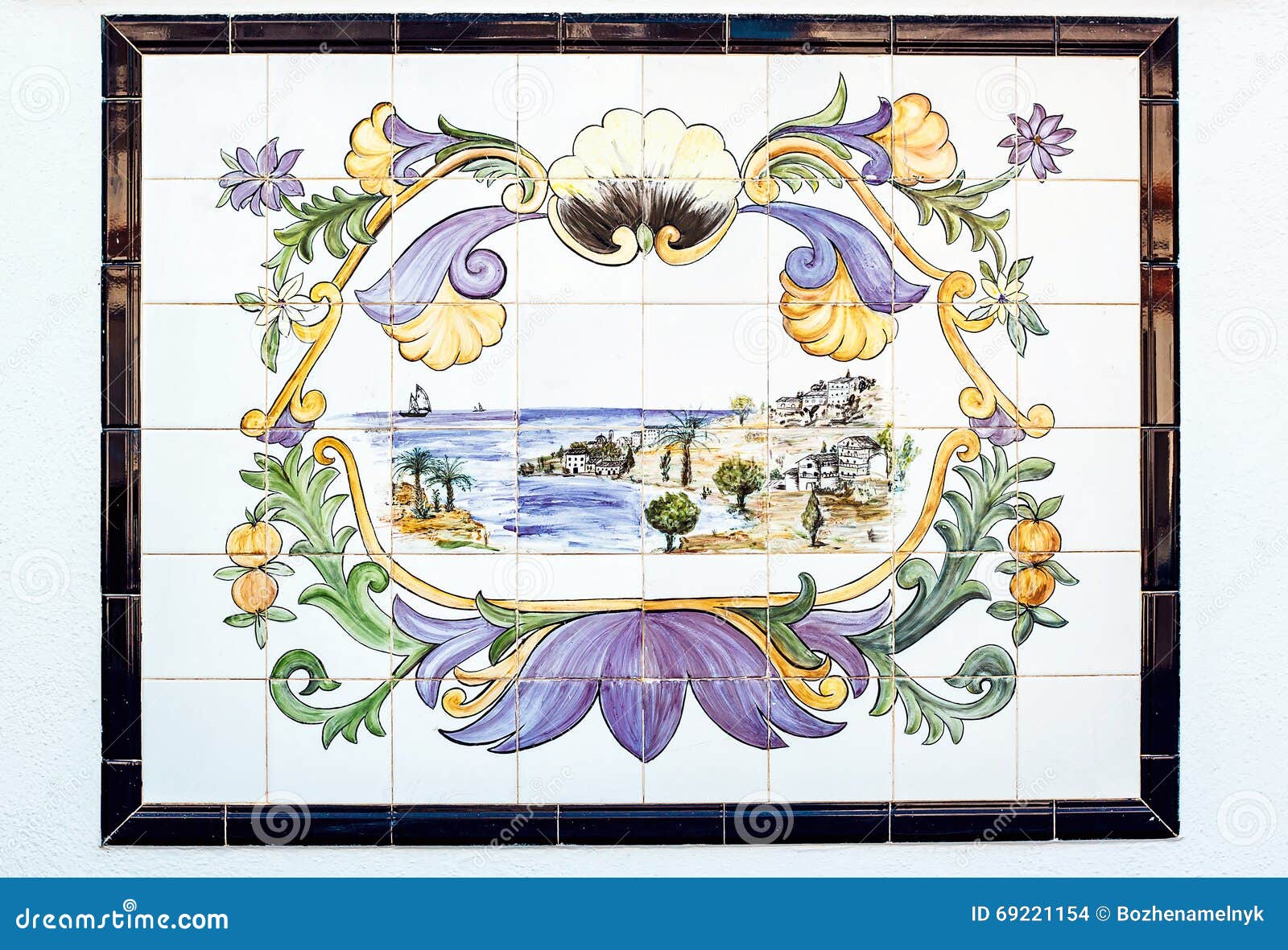 Old Azulejos Picture. Ancient Ceramic Tile Stock Photo - Image of ...