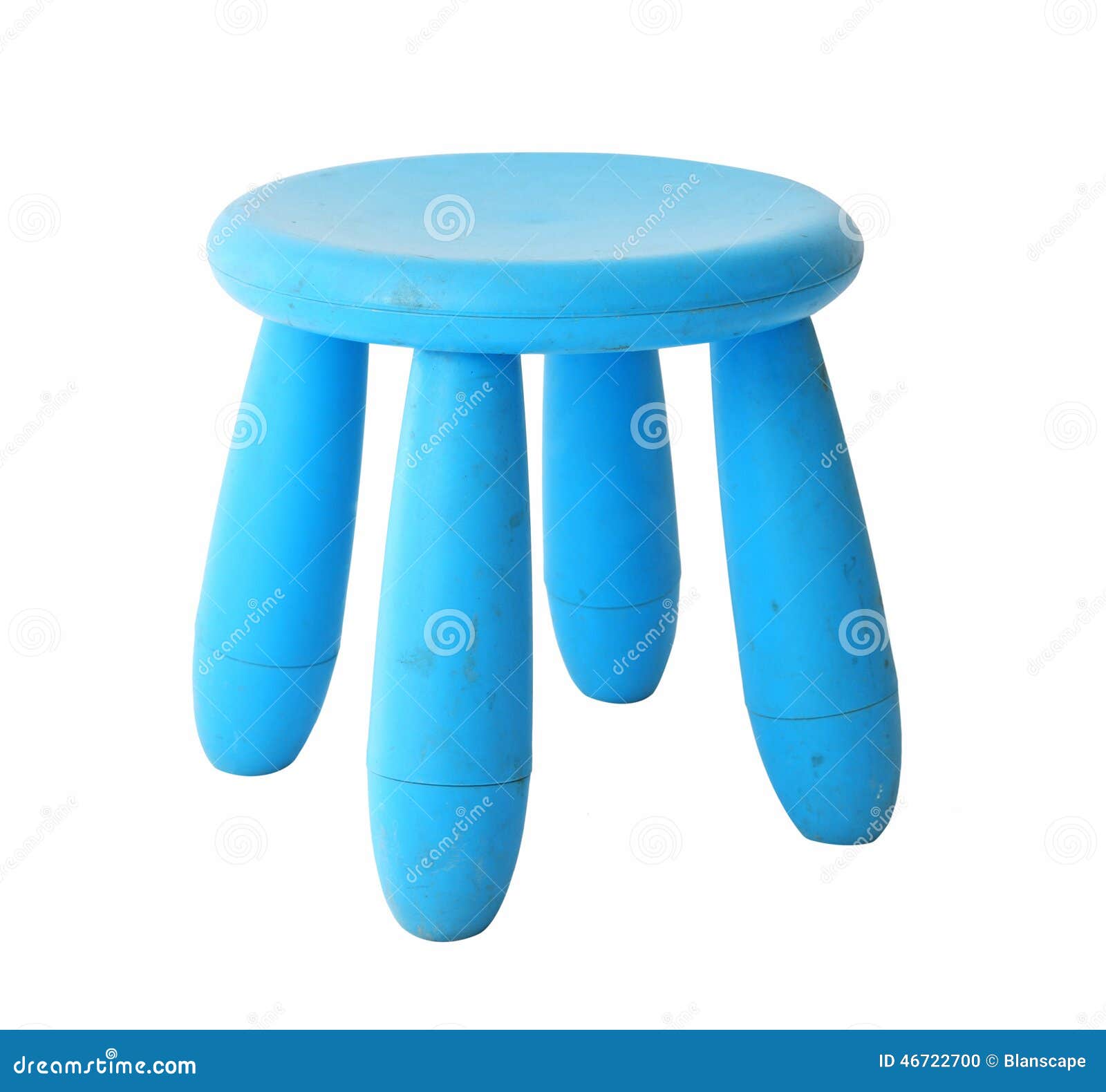 Old Baby Blue Plastic Stool Isolated on White Stock Photo - Image of ...