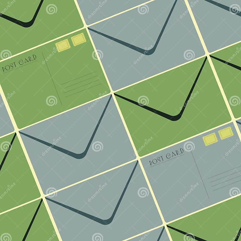 Old Background of Retro Envelopes. Pattern of Letters Depicted on Both ...