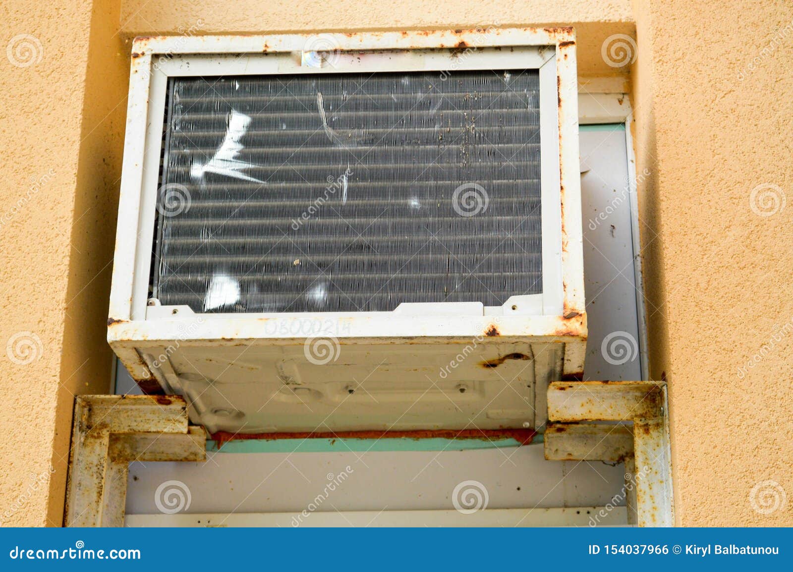 Old Bad Broken Rectangular Substandard Rusty Air Conditioner for ...