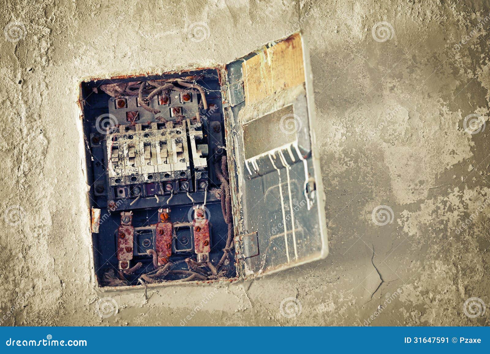 Old Bad Rusty Switch Box on Wall Stock Image - Image of color, close ...