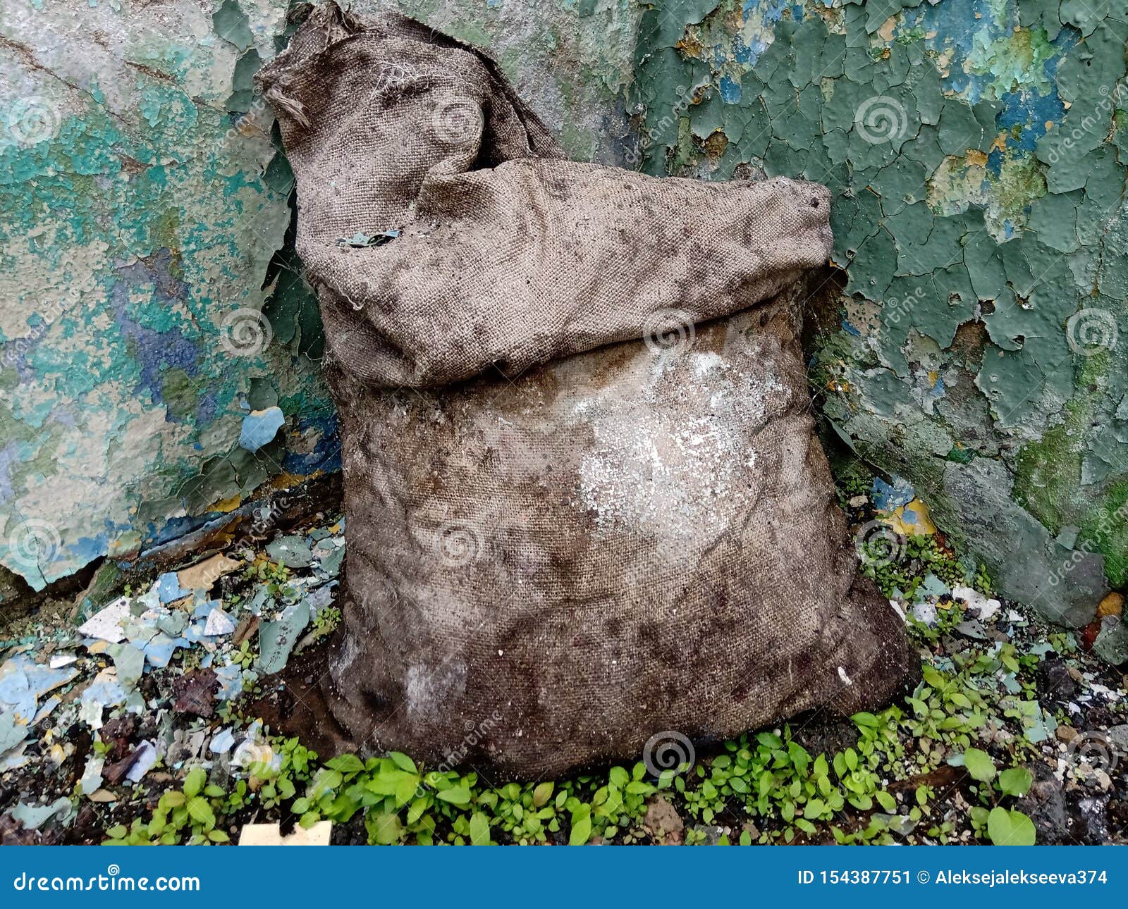 Full Old Bag on an Abandoned Building Stock Image - Image of edge, aged ...