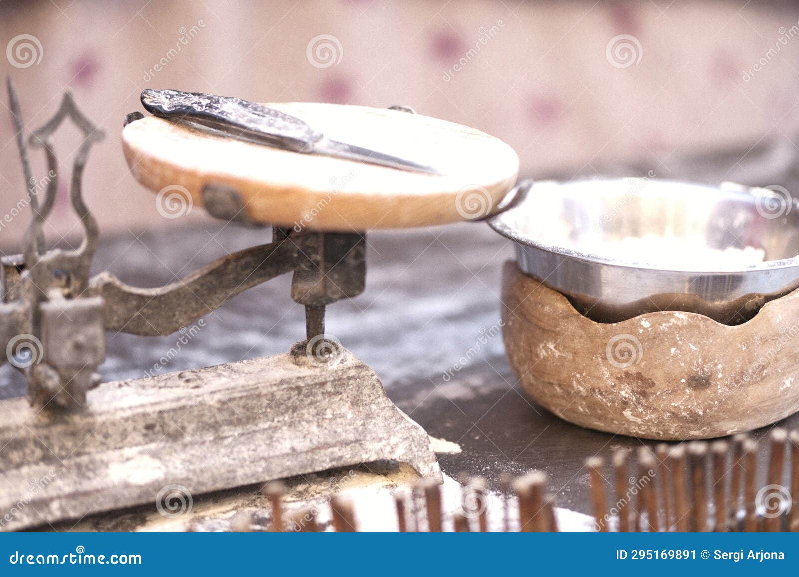 Old Bakery Scale with Utensils for Making Bread Stock Image - Image of ...