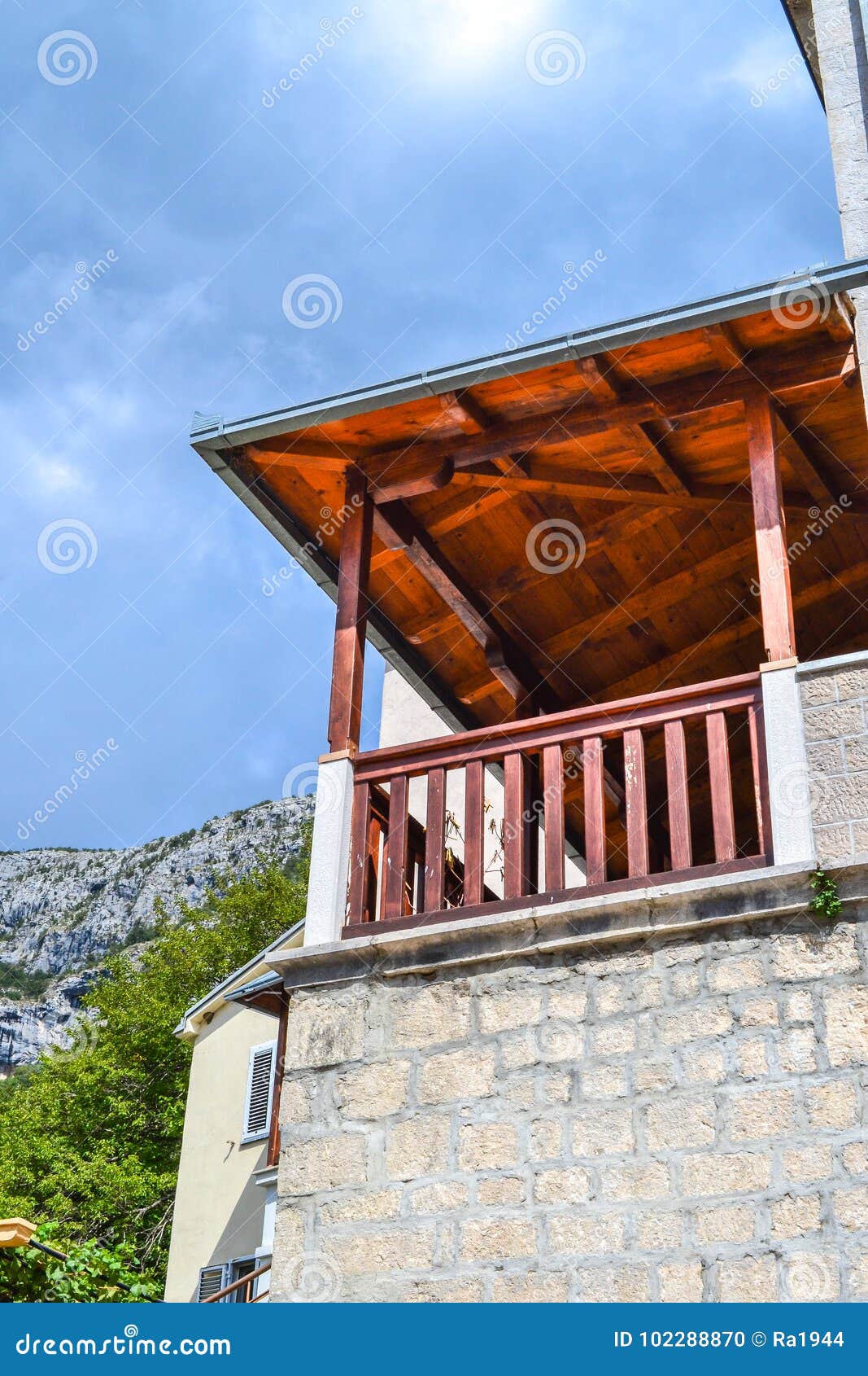 Old Balcon on the Old House, View from Below Stock Photo - Image of ...
