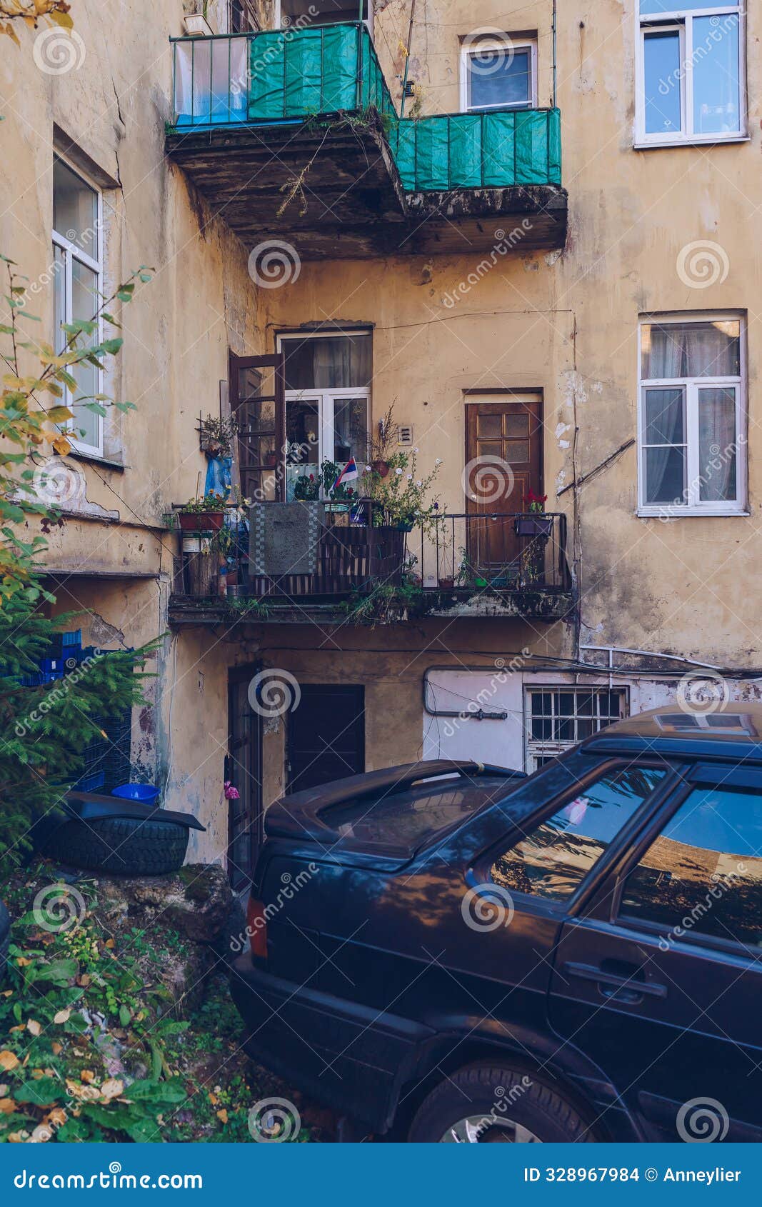 Old Balcony and Courtyard of Building in Wiborg Stock Photo - Image of ...
