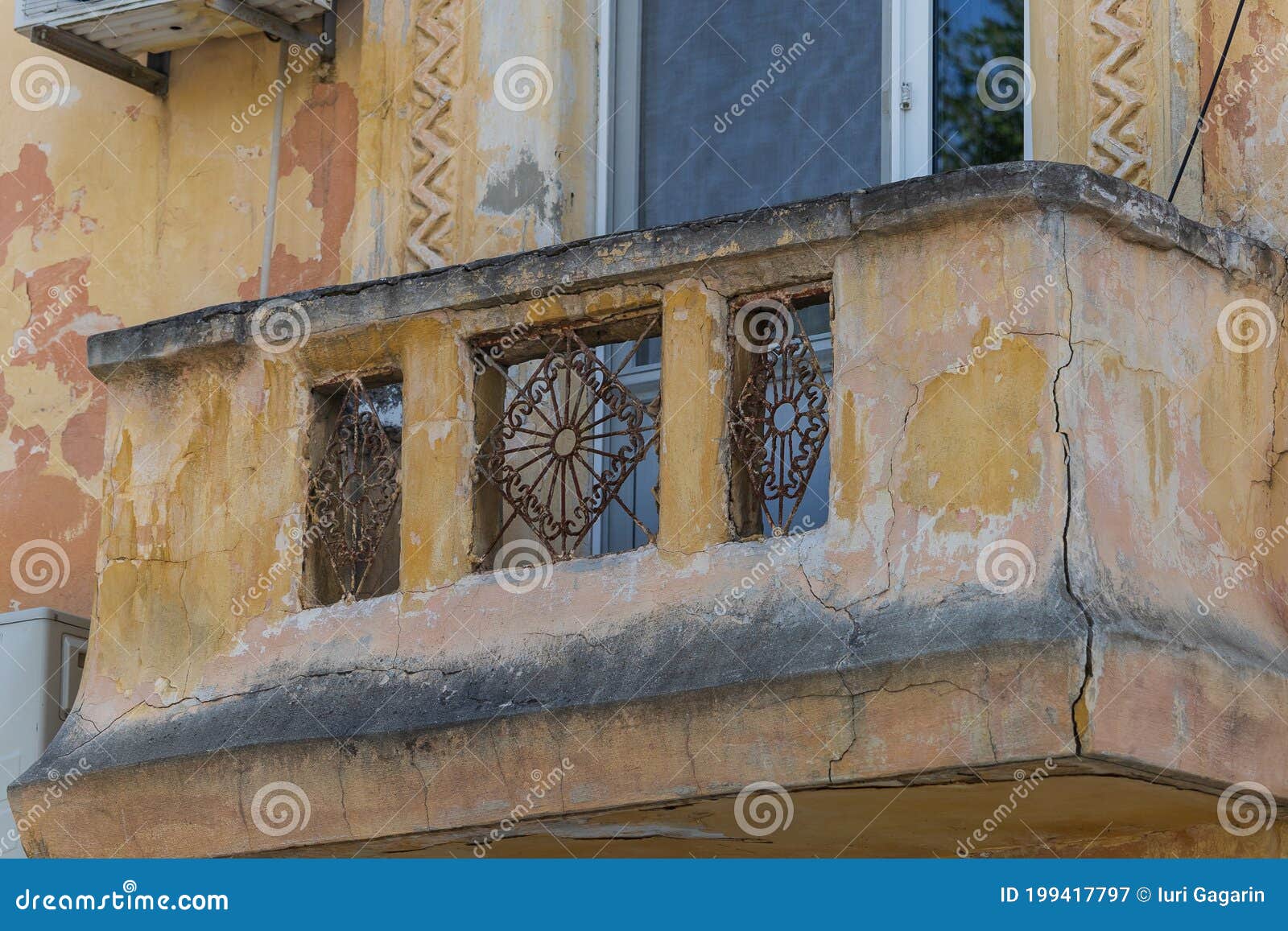 Old Balcony of a Historic Building in Need of Major Renovation Stock ...
