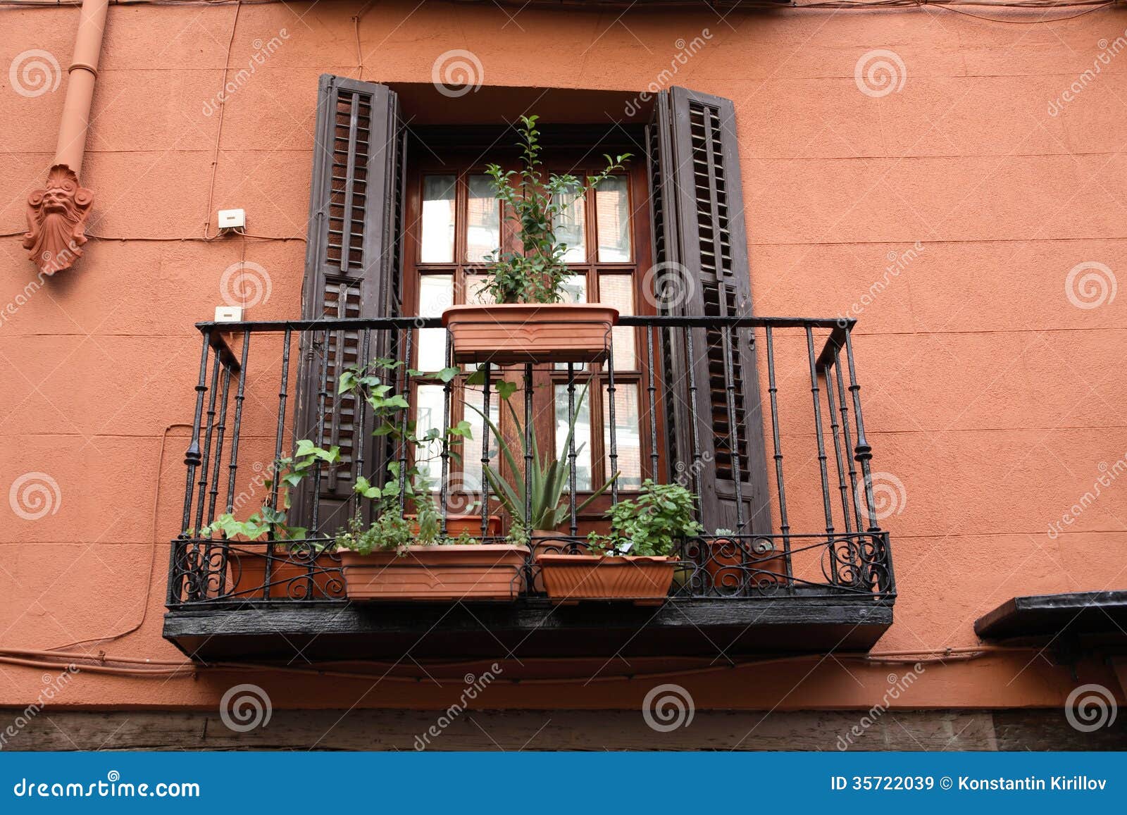 Old Balcony stock image. Image of flowering, town, architecture - 35722039