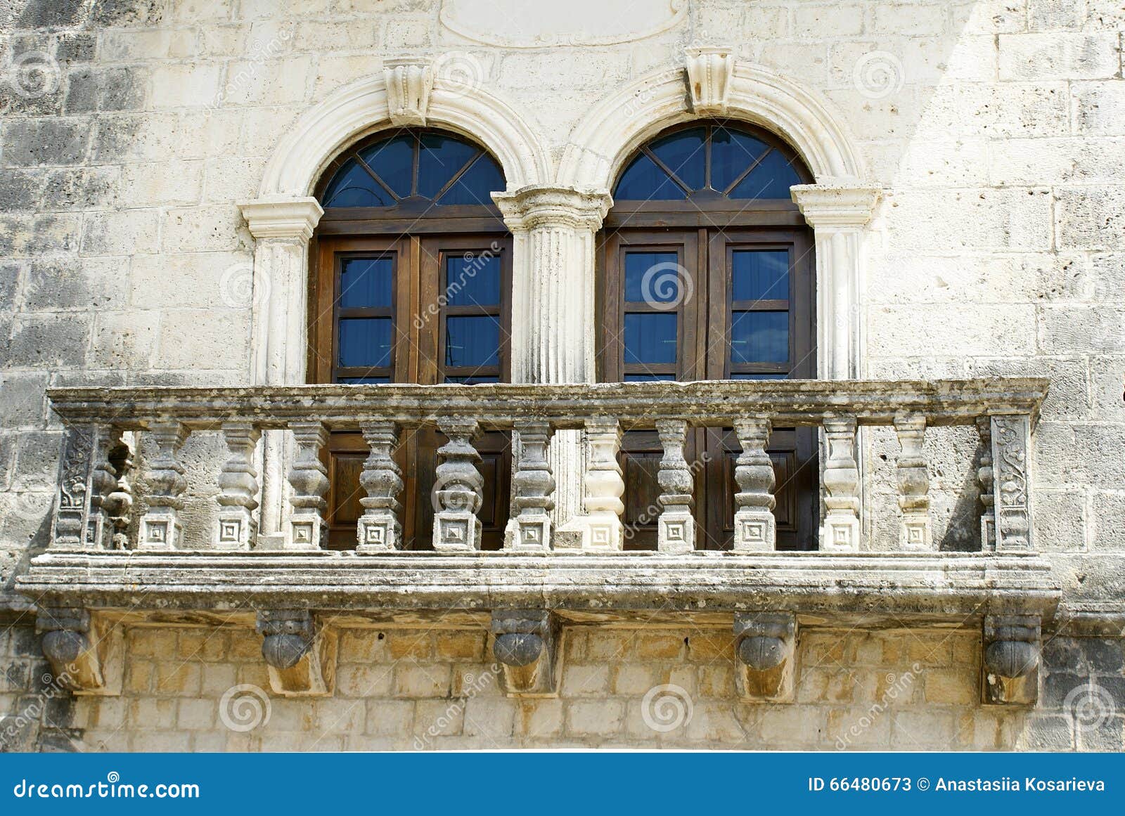 Old Balcony Windows on the Wall Stock Image - Image of ancient, home ...