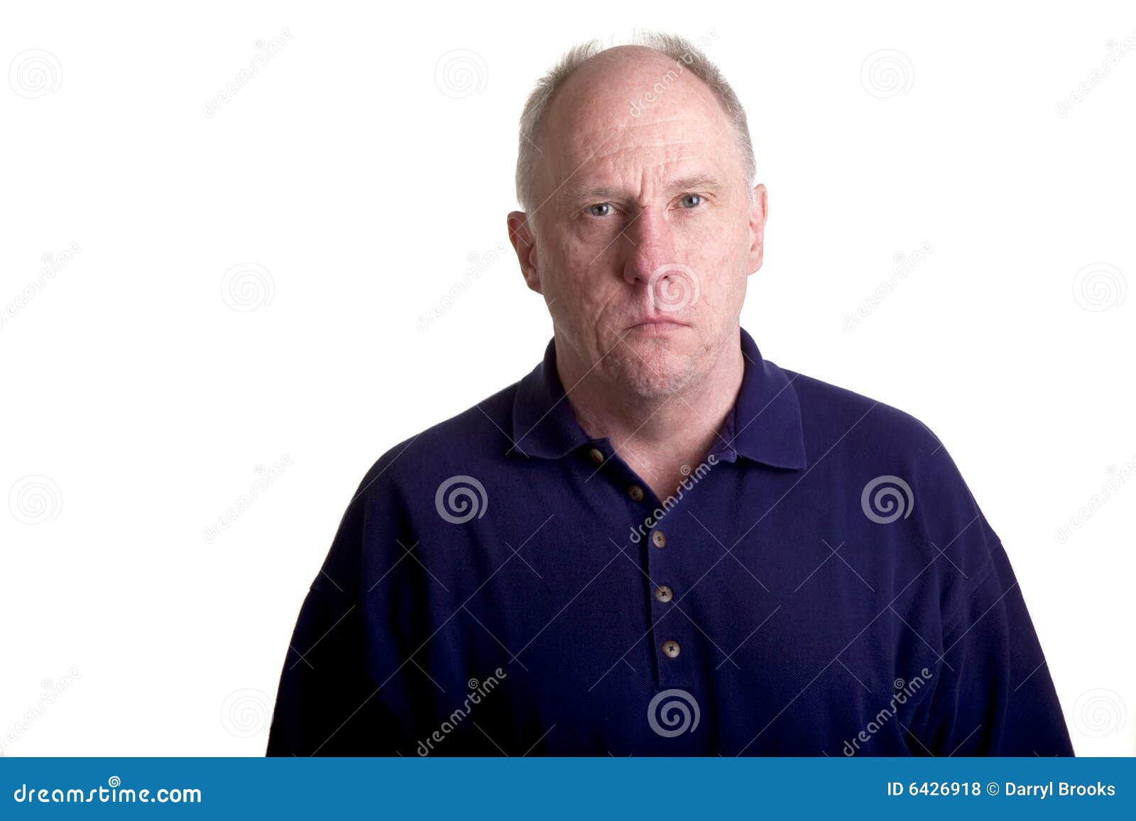 A Bald Man In A Shirt, Lying In Bed And Has A Cold, He Has A Headache ...