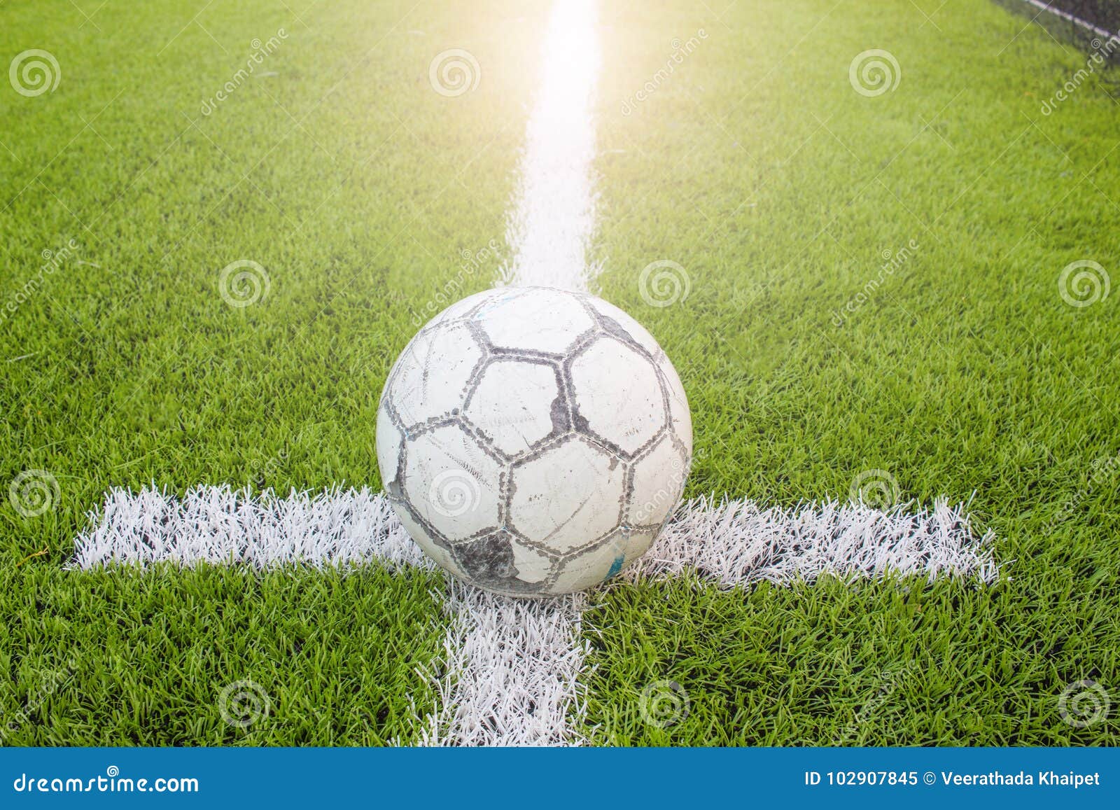 Old Ball in White with Black Accents on Artificial Turf Stock Image ...