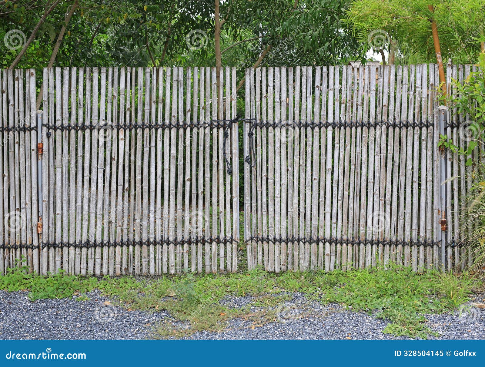 Old Bamboo Fence Gate in the Garden Stock Image - Image of plant, decor ...
