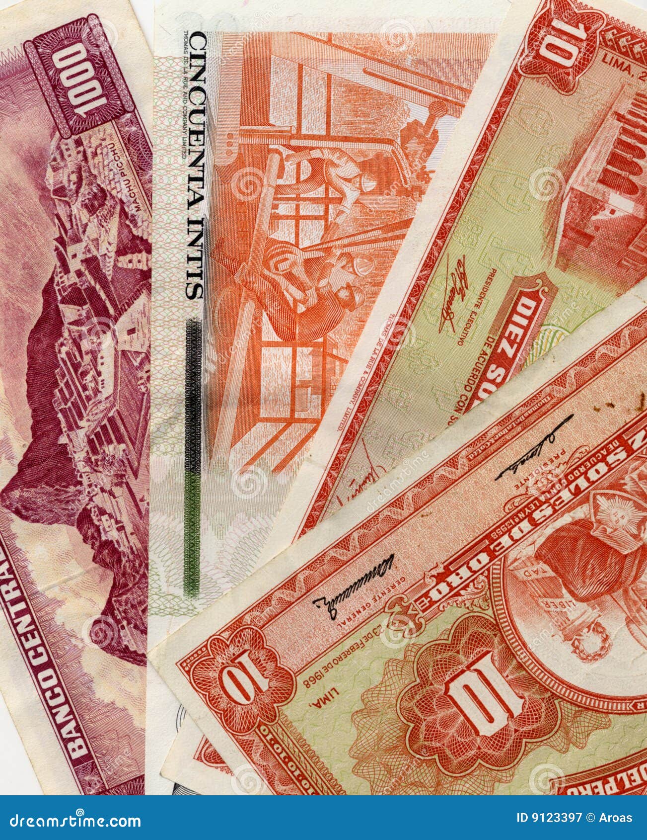 Old banknote from Peru stock image. Image of inca, fivehundred - 9123397