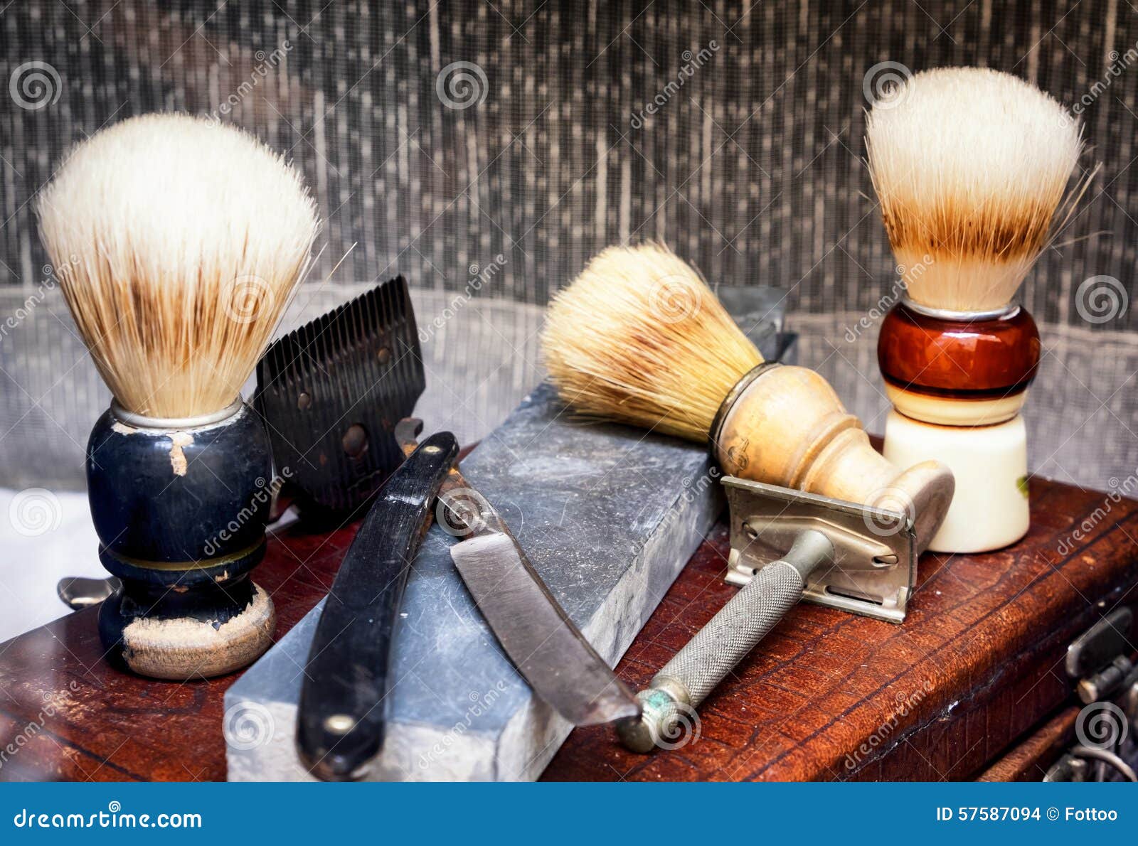 Old barber tools stock photo. Image of group, shaving - 57587094