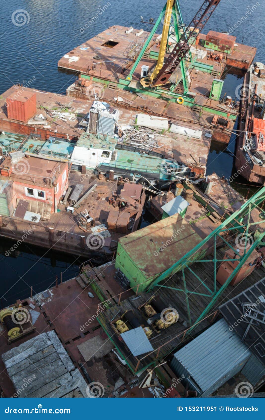 Old barges in the port stock image. Image of empty, freighter - 153211951
