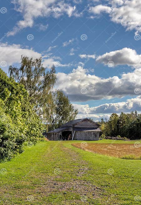 Old Barn with Blue Sky and Clouds Stock Image - Image of nature, trees ...