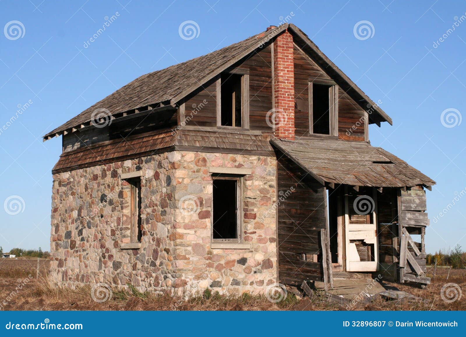 Wood and Brick Barn in Field Stock Image - Image of uninhabited ...
