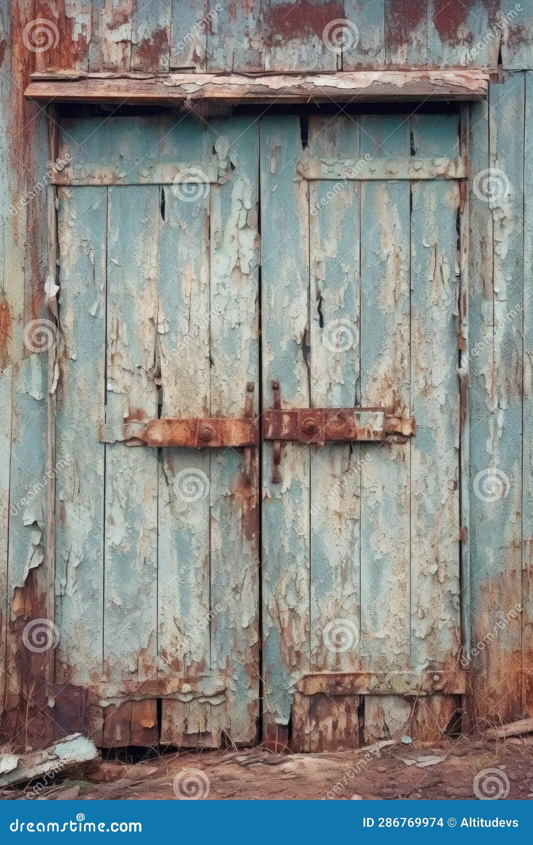 Old Barn Door with Peeling Paint and Rusty Hinges Stock Photo - Image ...