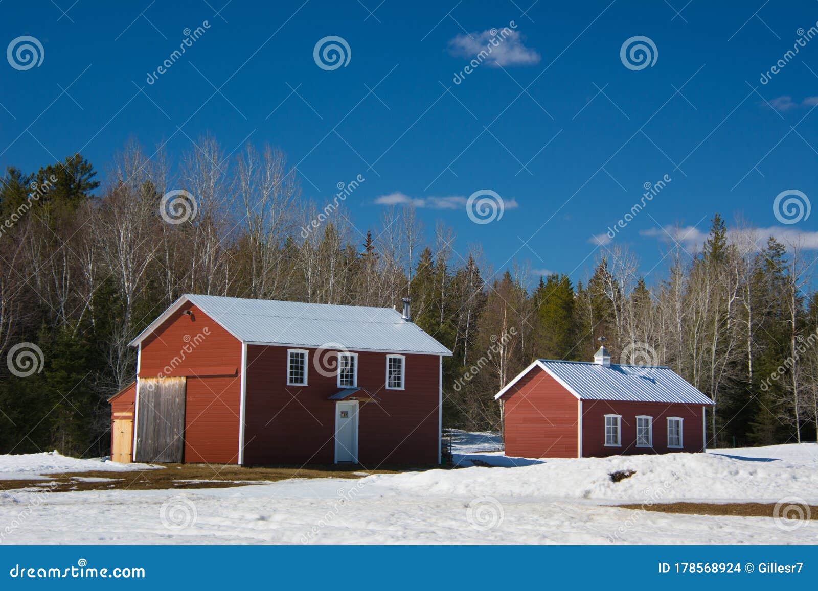 Old Barn in a Field during Quebec Winter Stock Photo - Image of forest ...