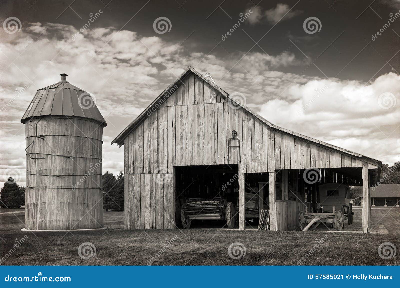 Old Barn and Silo stock image. Image of historical, texture - 57585021