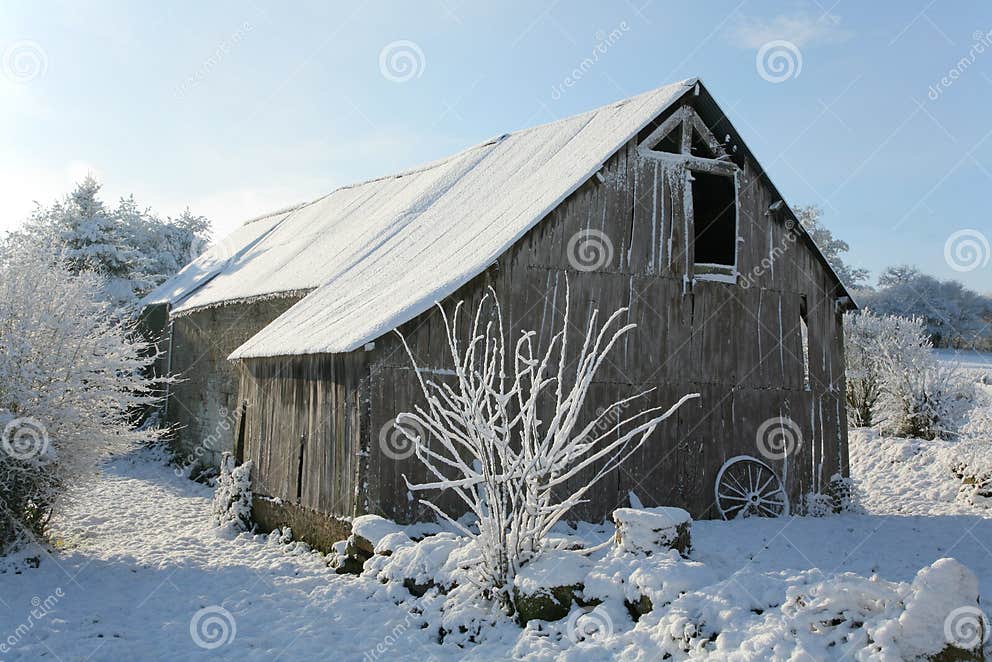 Old Barn in Snow stock photo. Image of countryside, texture - 17261660