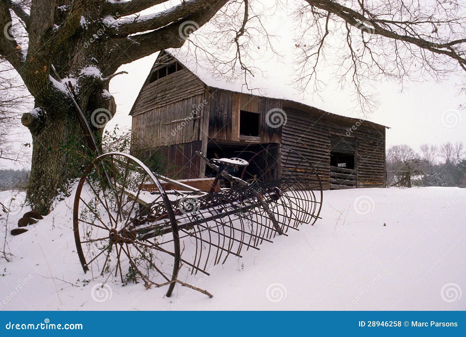 Old barn in the snow stock photo. Image of antique, barn - 28946258