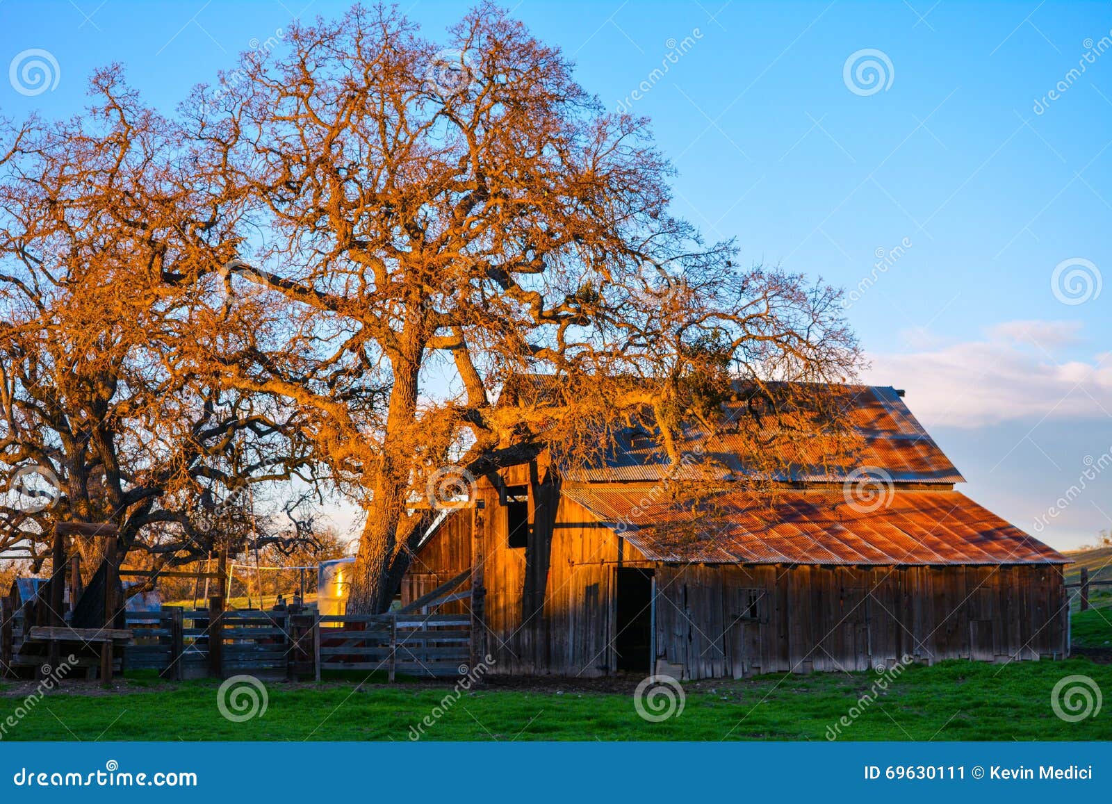 Old Barn at Sunset. stock image. Image of sunset, trees - 69630111