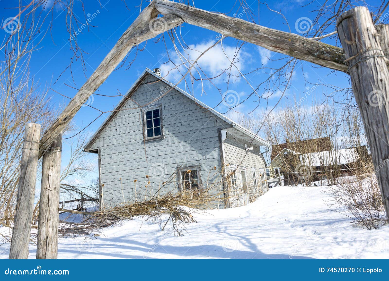 Old barn in winter season stock photo. Image of cold - 74570270